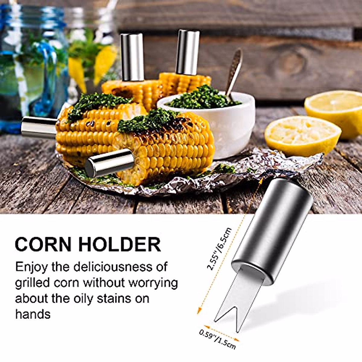 Morole 33PCS Metal Kabob Skewers for Grilling, 16" Long Stainless Steel Barbecue Skewers Reusable Grilling Skewers for Meat Shrimp Chicken Vegetables, Includes 8 Corn Forks and a Storage Bag