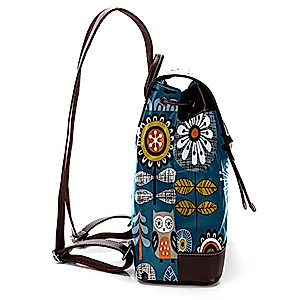 Cute Cartoon Animal Forest Fox Owls Tree Women Backpack Purse PU Leather Anti-theft Casual Shoulder Bag Fashion Ladies Satchel Bags