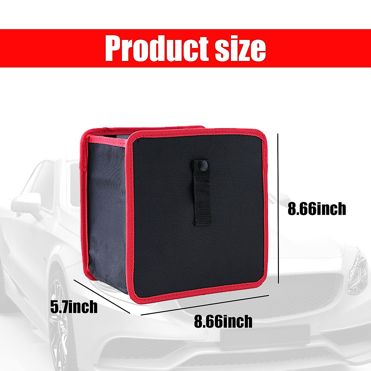 Sodcay 1 PC In-vehicle Hanging Garbage Cans, Car Multi-functional Folding Trash Can, Small Car Trash Can, Car Organizer Storage Bag (Red)