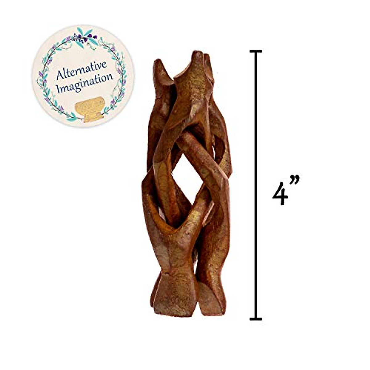 Alternative Imagination Wooden Tripod Stand, Perfect for Abalone Shells, Crystal Balls and More. (Stained (Reddish Brown), 4 Inches)