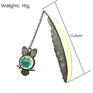 Luminous Bookmark Retro Feather Metal Bookmark, Glow in The Dark Bookmark, Ideal Gift for Reader, Teachers, Adults, Kids(Silver Butterfly)