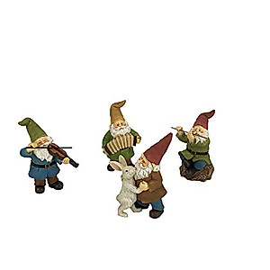 GlitZGlam Happy Gnomes Dancing Celebration! - 4- Piece Musical Garden Gnome Set for The Miniature Fairy Garden