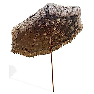Impact Canopy 8' Hawaiian Tiki Umbrella, Pool Patio Beach Umbrella, Thatched Tiki