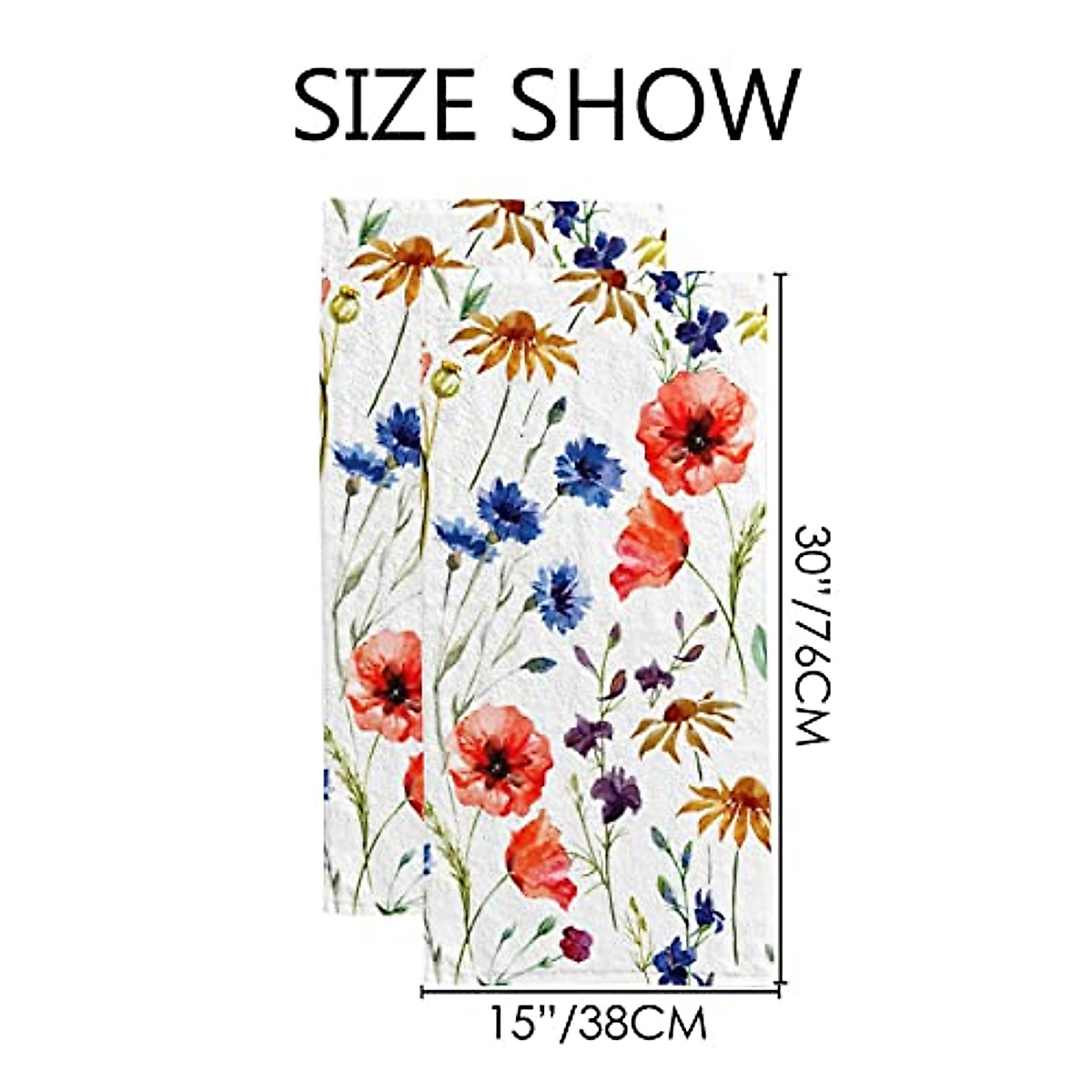 Vantaso Bath Hand Towels Set of 2 Spring Meadow Floral Soft and Absorbent Washcloths Kitchen Hand Towel for Bathroom Hotel Gym Spa