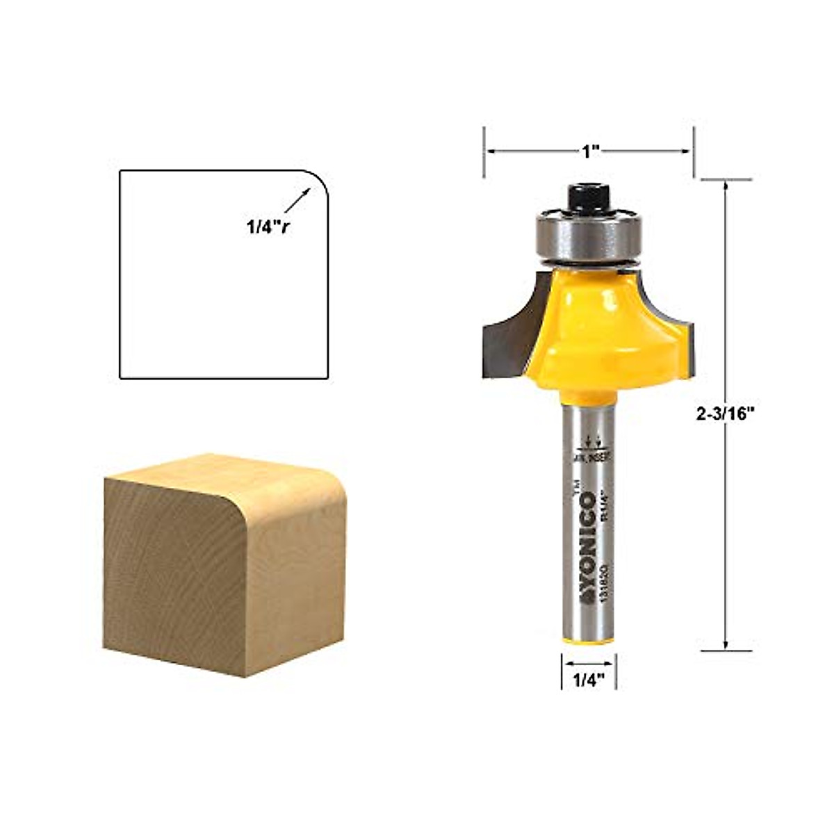 YONICO 13162q 1/4-Inch Radius Round Over Edge Forming Router Bit 1/4-Inch Shank
