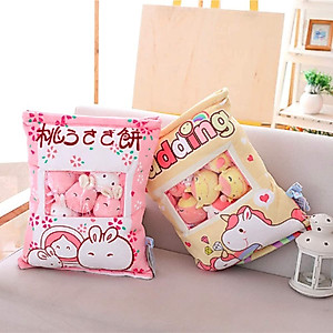 SHDZKJ Cute Bag of Cherry Blossom Bunnies Plush Toy Soft Throw Pillow Stuffed Animal Toys Creative Gifts Room Decor…