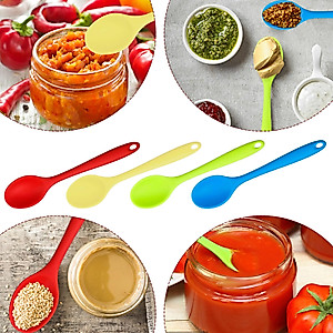 4 Pcs Mixing Spoons for Cooking, 8" Small Silicone Spoons Nonstick Heat Resistant Kitchen Spoon Silicone Serving Spoon Stirring Spoon for Kitchen Cooking Baking Stirring Mixing Tools