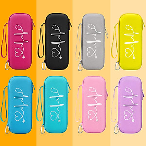 BOVKE Hard Stethoscope Case for 3M Littmann Classic III, Lightweight II S.E, Cardiology IV Diagnostic, MDF Acoustica Deluxe Stethoscopes - Extra Room for Taylor Percussion Hammer and Penlights, Black