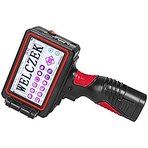 WELCZEK WK-02 Portable Intelligent Handheld Inkjet Printer, Printing Height (0.08-1 Inch) Inkjet Coding Machine for Logo Label Barcode Qr-Code Variable Data etc (Support 20 Languages)