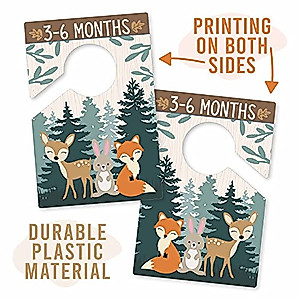6 Hanger Dividers Baby Closet Size Dividers - Woodland Baby Closet Dividers, Baby Closet Organizer For Nursery Organization, Baby Essentials For Newborn Essentials, Nursery Closet Dividers Girl or Boy