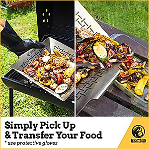 Mountain Grillers Veggie Grill Basket - Heavy Duty Vegetable Grilling Basket also for Fish Meat and Shrimp - Suitable for All Grills BBQ & Smokers - Stainless Steel - 12 Inch vegetable bbq pan