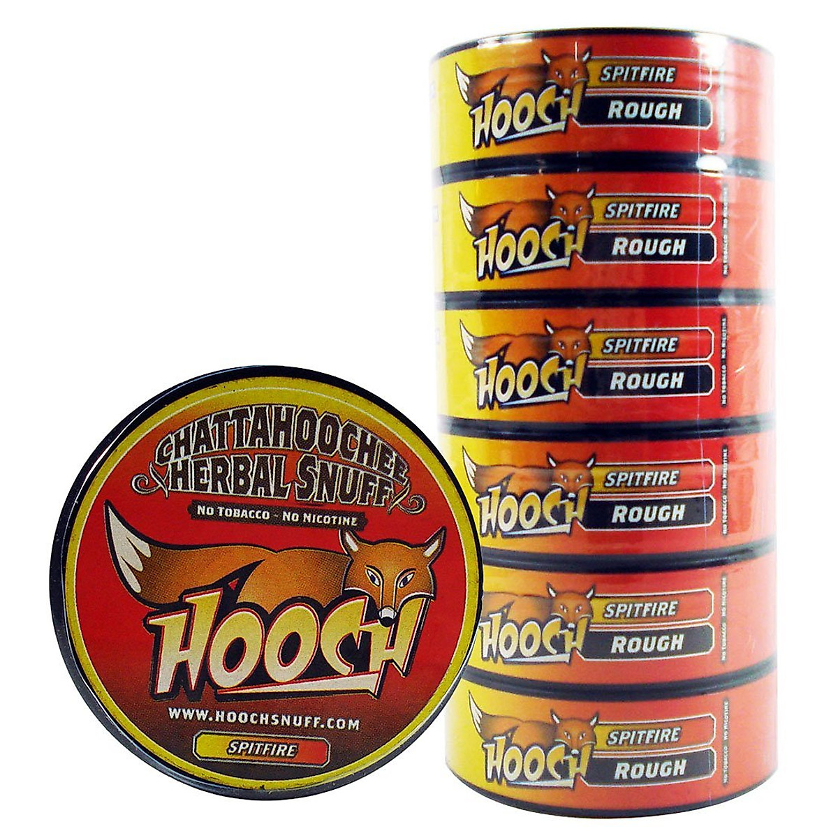 (6) Six Chattahoochee Hooch Herbal Snuff Cans 1.2oz/34g - Spitfire - Rough - No Tobacco, No Nicotine
