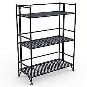 Pemberly Row 3 Tier Wide Folding Shelf in Black