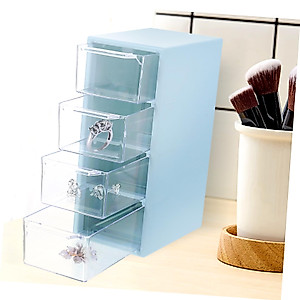 Ciieeo Box Jewelry Storage Box Clear Plastic Storage Bins Jewelry Case Storage Drawer Makeup Storage Cabinet Desk Top Organizer Clear Dresser Storage Shelves Plastic Small Tool