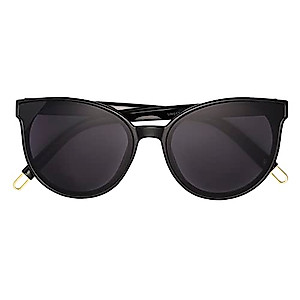 NINE WEST Women's Sima Round Sunglasses, Shiny Black, 63 mm