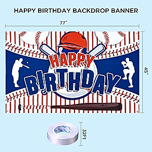 Baseball Party Decorations Baseball Happy Birthday Banner Party Supplies for Boys Kids Teens Large Sport Themed Birthday Backdrop for Christmas Holiday Birthday Party Favor Decor Photo Background