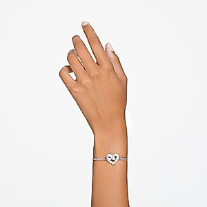 SWAROVSKI Matrix Bracelet, Woven Heart-Shaped Motif with Clear Crystals on a Rhodium Finished Chain, Part of the Matrix Collection
