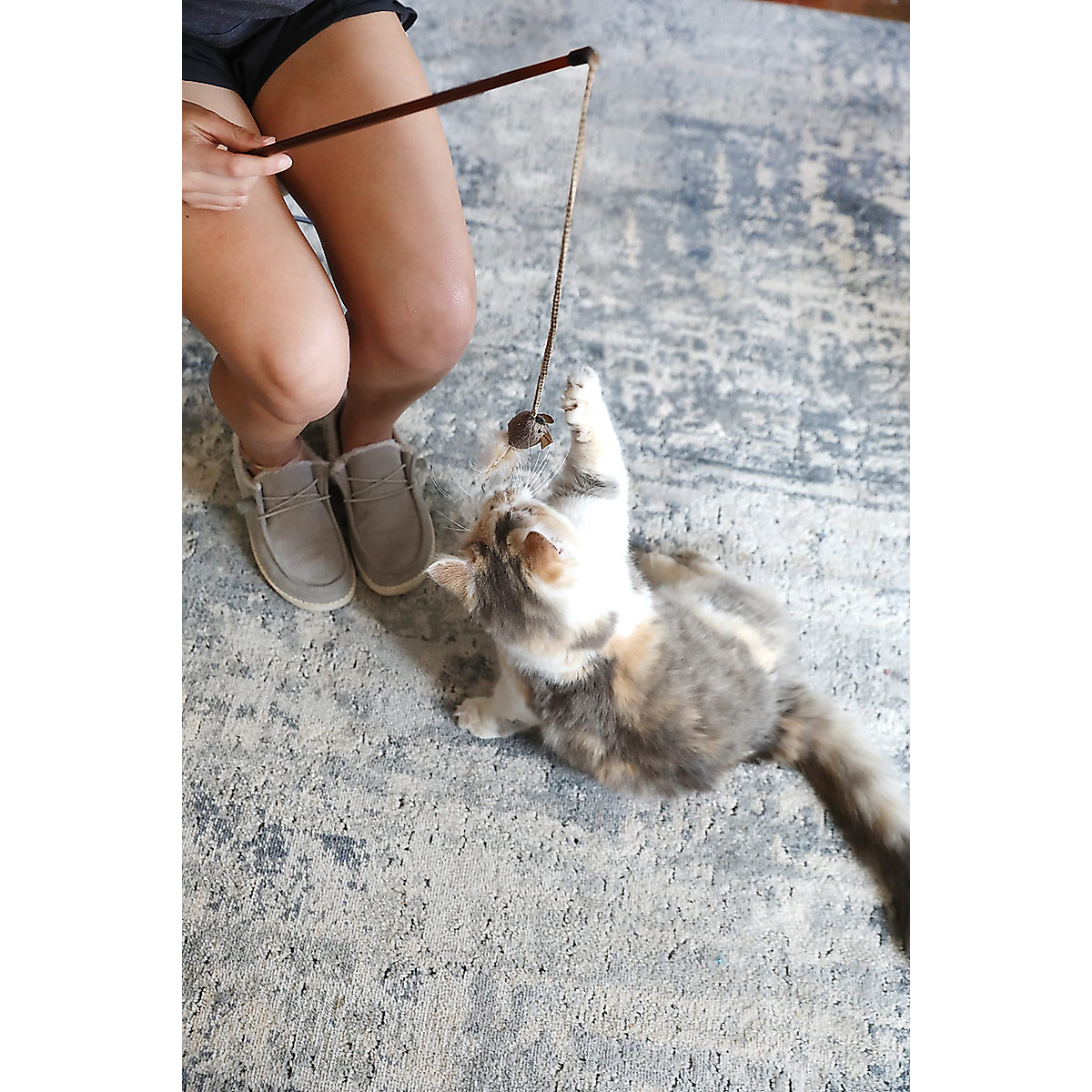 OurPets Play-N-Squeak Teathered & Feathered Play Wand Cat Toy, for All Breed Sizes