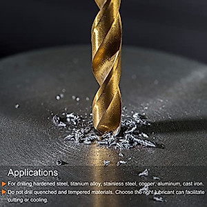 HARFINGTON 5pcs Twist Drill Bits 1.1mm Titanium Coated (HSS-E) M42 High Speed Steel 8% Cobalt Straight Shank for Stainless Steel Aluminum Alloy Metal