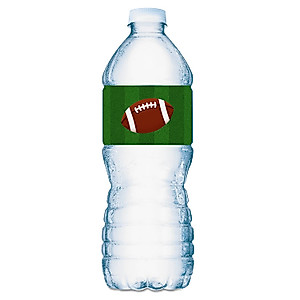 25 Sports Football Water Bottle Labels, Waterproof Water Bottle Wrappers, Great Stickers for Birthday Party, Baby Shower, Wedding, Graduation, or Any Family Event Decorations, Made in USA