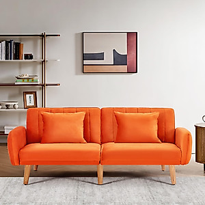 JOMEED 65" Velvet Loveseat Sofa,Modern Couch for Living Room,Futon Sofa Bed with Adjustable Backrest for Small Spaces,Dorm,Apartment