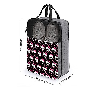 Frcavbin Skull Bow Red Lip Travel Shoe Bag Shoes Carrier with Handle and Zipper Foldable Shoe Puches Organizer for Home storage School starts