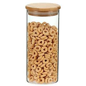 Cestari Glass Food Storage Containers Jars with Airtight Bamboo Lid 24 oz, 700 ml Pantry Organization Jar for Grains and Rice, Glass Terrarium with Lid, Spice, Coffee, Tea, and Sugar Container