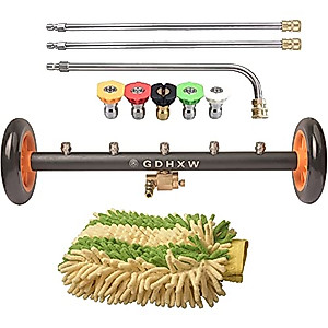 GDHXW Large 18 IN Dual-Function Undercarriage Cleaner Undercarriage Washer Water Broom 5 Nozzles with Cleaning Gloves,5 Pressure Washer Nozzles ,MAX 5000PSI