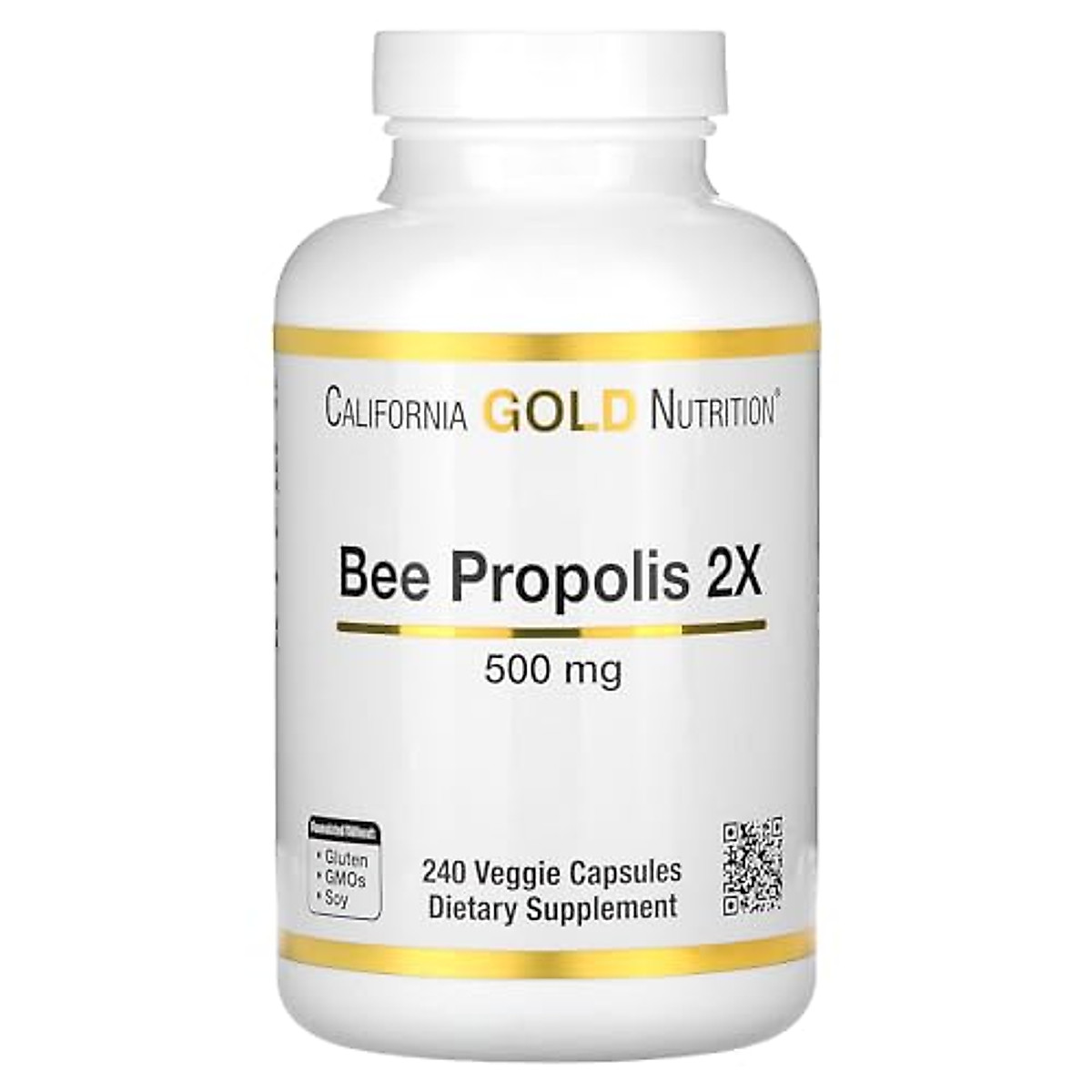 California Gold Nutrition Bee Propolis 2X Potency, Concentrated Extract 500 mg, Equivalent to 1000 mg of Natural Propolis, Support Immune Health & Vitality*, 240 Veggie Capsules