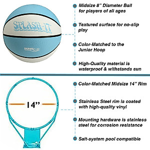 Dunn-Rite Junior Hoop Poolside Fillable Base Basketball Hoop w/Ball, Base, & 14 Inch Stainless Steel Rim, White