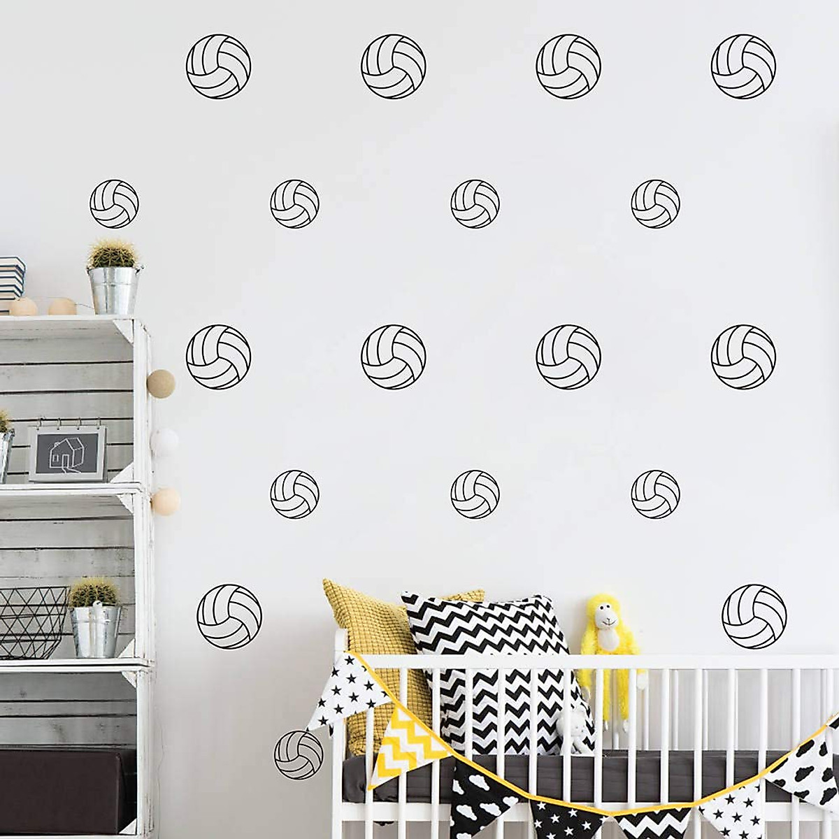 JUEKUI Set of 50pcs Volleyball Sticker Wall Decals for Kids Rooms Bedroom Sports Fans Home Decor Vinyl WS91 (Black)