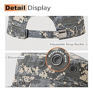 CACUSS Men's Cotton Army Cap Cadet Hat Trucker Dad Hat Military Flat Top Adjustable Classic Baseball Cap