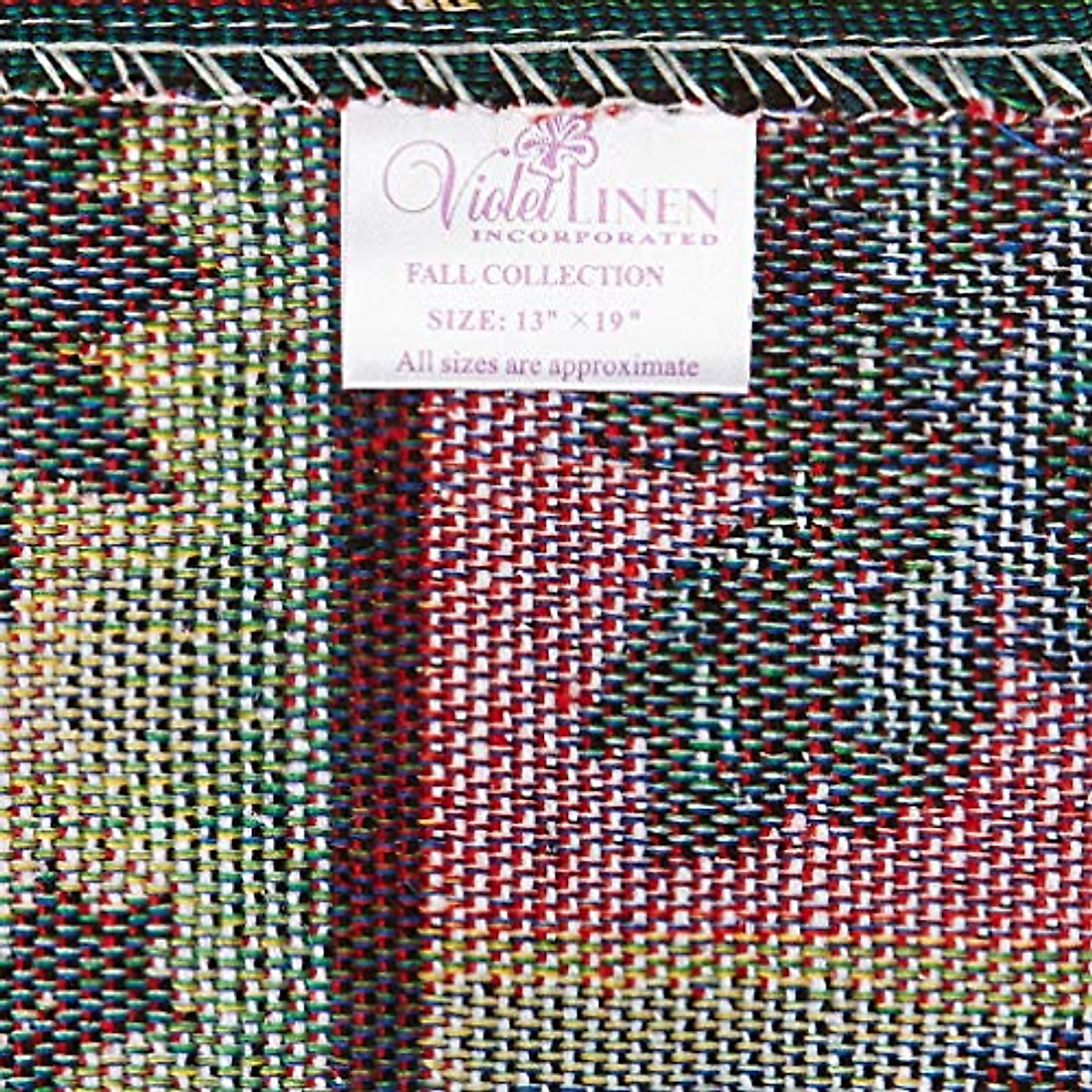 Violet Linen Fall Harvest Thanksgiving Autumn Leaves Sunflowers Fruits Pumpkins Tapestry Pattern, Polyester Cotton Woven Tapestry, Scarecrow, 13 X 19, Rectangler Set of 4, Decorative Place Mats