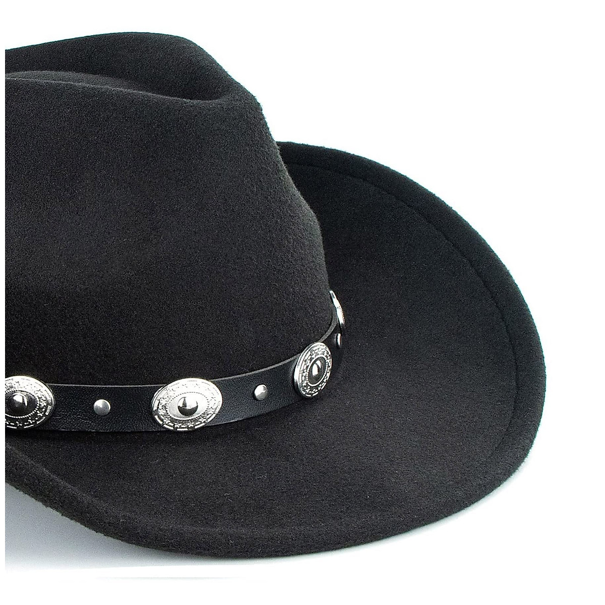 Classic Western-Cowboy-Hat Men Womens Wide Brim Cowgirl Hats Felt Fedora hat (S-M)