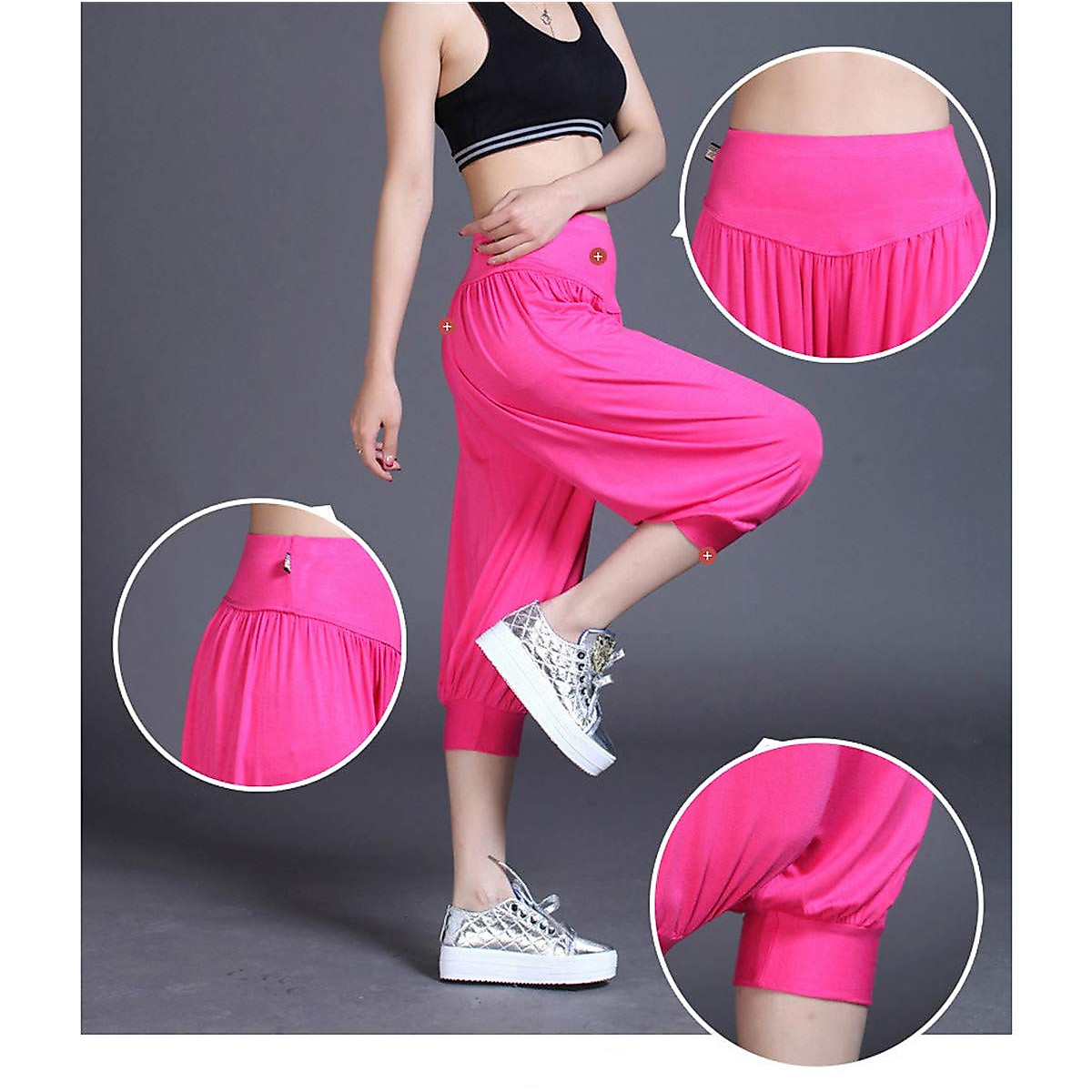 LKXHarleya Women Modal Harem Yoga Pants Loose Casual Fold Over Pilates Capri Pants Yoga Pants