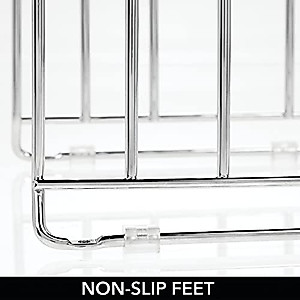 mDesign X-Large Steel Storage Tray Organizer Rack for Kitchen Cabinet - Divided Holder with 5 Slots for Skillets, Frying Pan, Pot Lids, Cutting Board, Baking Sheets - Concerto Collection - Chrome 7.2 inch D x 9.4 inch W x 10.9 inch H