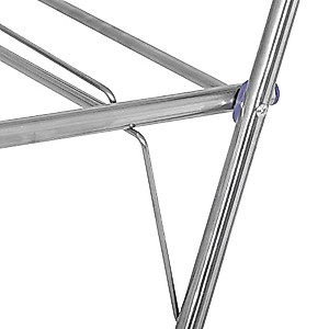 SUPER DEAL Clothes Drying Rack with Socks Clips, 2 Tier Gullwing Laundry Rack Adjustable and Foldable Wings for Easy Storage Heavy Duty Stainless Steel, Silver