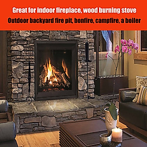 DONSIQIZZ 32" Firewood Fire Pit Poker and 25" Fireplace Tongs Log Grabber, Fire Pit Tools Kits Fit for Camping Campfire Wood Stove Fireplace Firepit Indoor and Outdoor Use