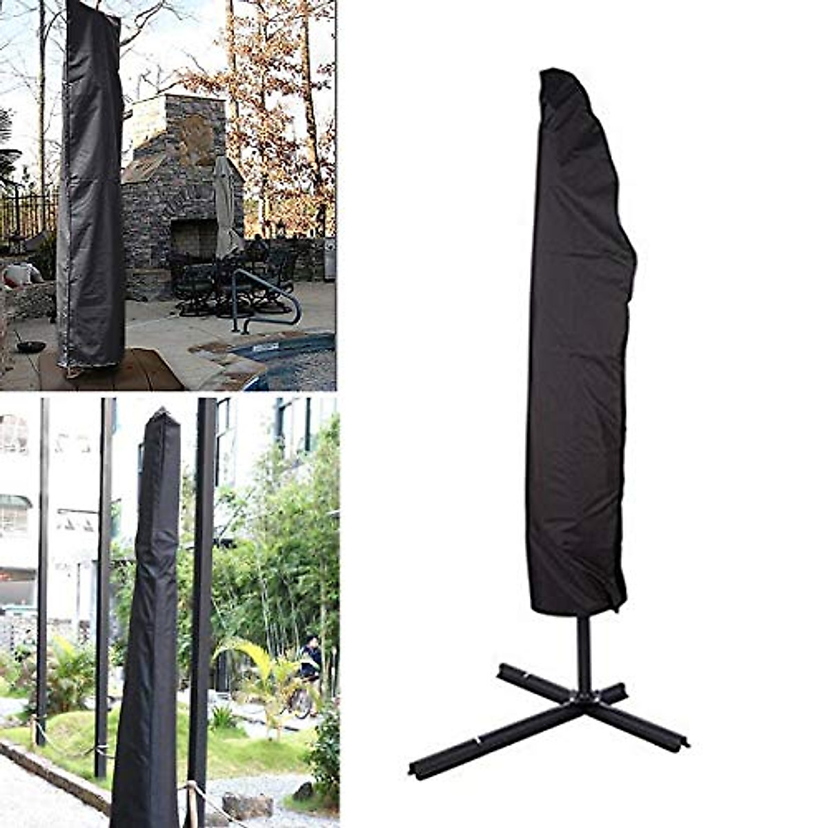 FLR Umbrella Cover with Zipper Outdoor Waterproof Dustpoof Lightweight Patio Umbrella Parasol Covers Offset Umbrella for 7-11ft Outdoor Garden Beach Umbrellas-Easy to Use