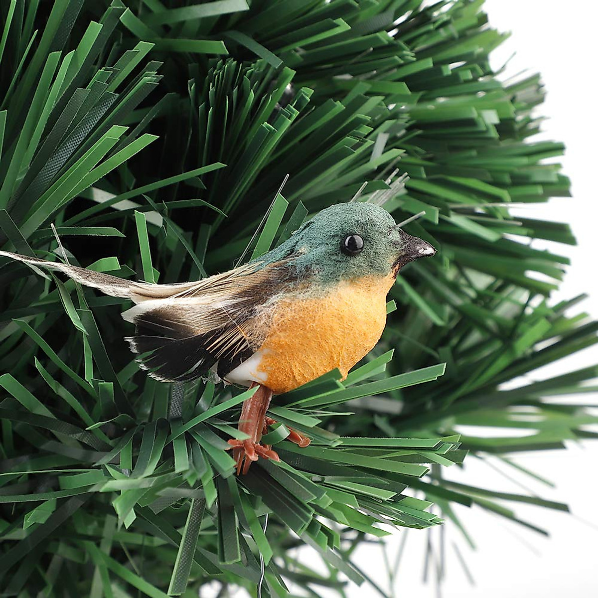 Rrut 12PCS Artificial Feathered Birds, Simulation Foam Birds Clip Robin Bird Hanging Pendant Christmas Tree Decoration Christmas Tree Ornament Home Garden Wedding Decor Orange