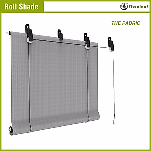 FLORALEAF Outdoor Roller Shades 7'W x 6'H Window Blinds for Porch Screen Deck Pergola Patio Balcony Gazebo Privacy Sunshade Roll Up Outdoor, Light Grey