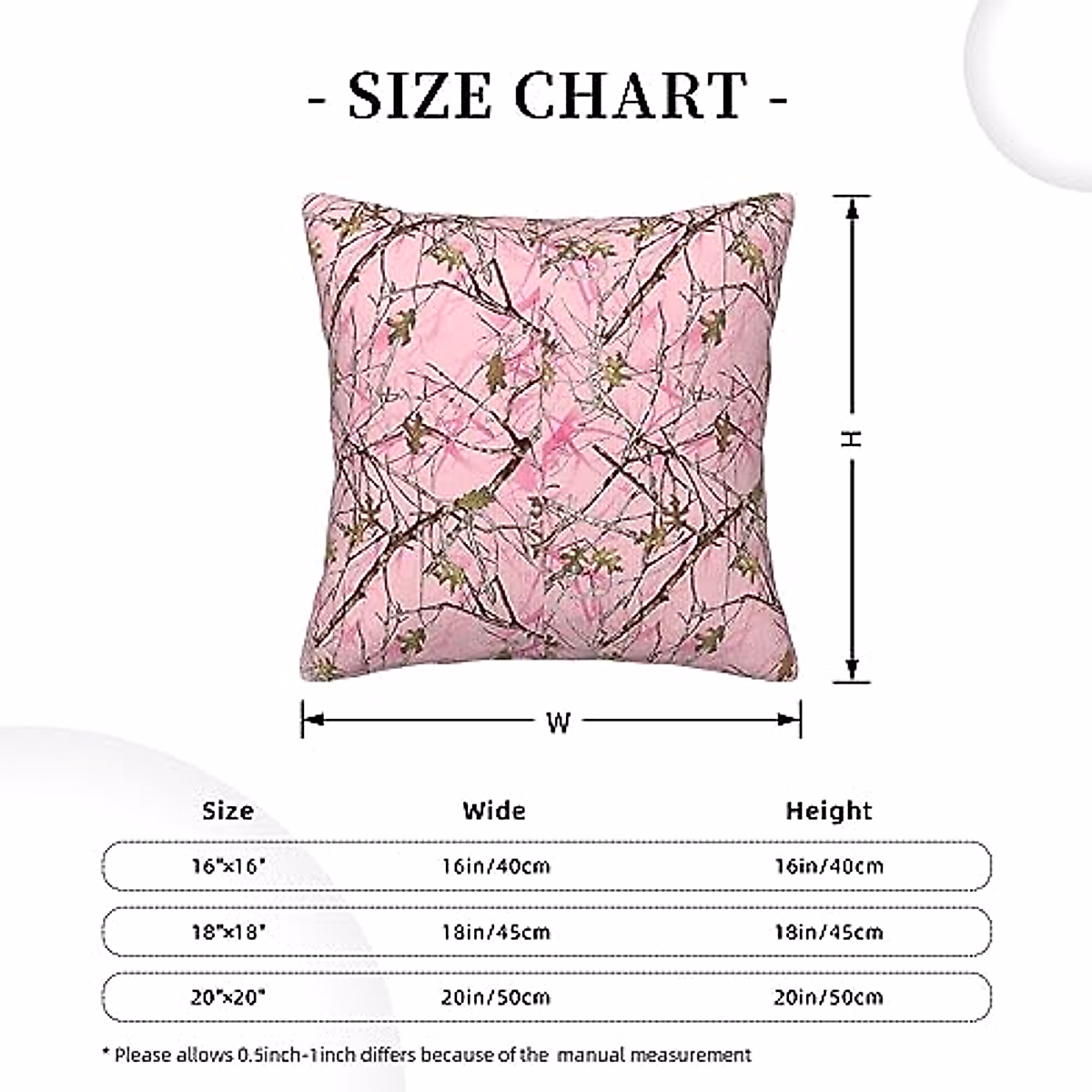 Pink Leaves Camo Throw Pillow Covers Corduroy Pillowcases Soft Square Cushion Case Decorative Cushion Covers for Bedroom Sofa Farmhouse 18"x18"
