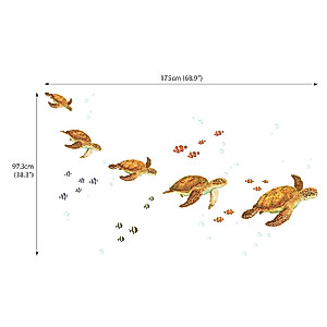 DECOWALL WL2-2011 Sea Turtles Wall Stickers Wall Decals Peel and Stick Removable Wall Stickers for Kids Nursery Bedroom Living Room décor