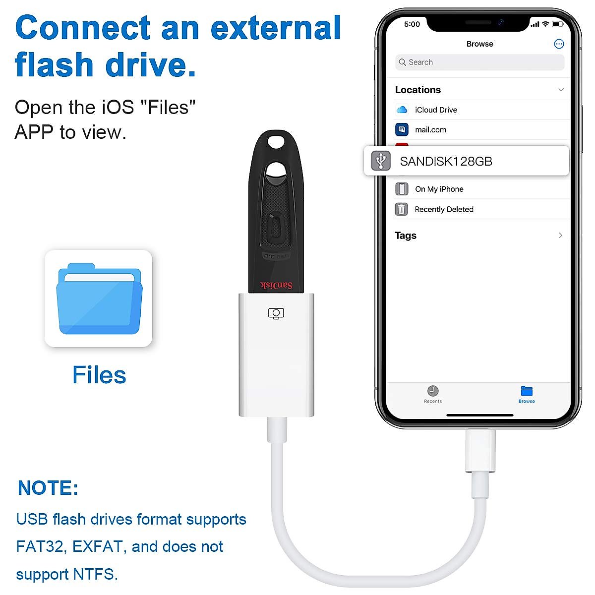 WORLDBOYU Lightning to USB Camera Adapter Lightning Female USB OTG Cable Adapter for Select iPhone,iPad Models Support Connect Camera, Card Reader, USB Flash Drive, MIDI Keyboard, White