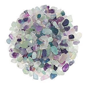KUKUBAGS 1 Lb/460g Pebbles for Indoor Plants, Bamboo, Sea Glass for Crafts, 0.2-0.35" Small Plant Pebbles for Pots Indoor Drainage, Fluorite Crystal Chips, Decorative Gravel for Aquarium, Fish Tank