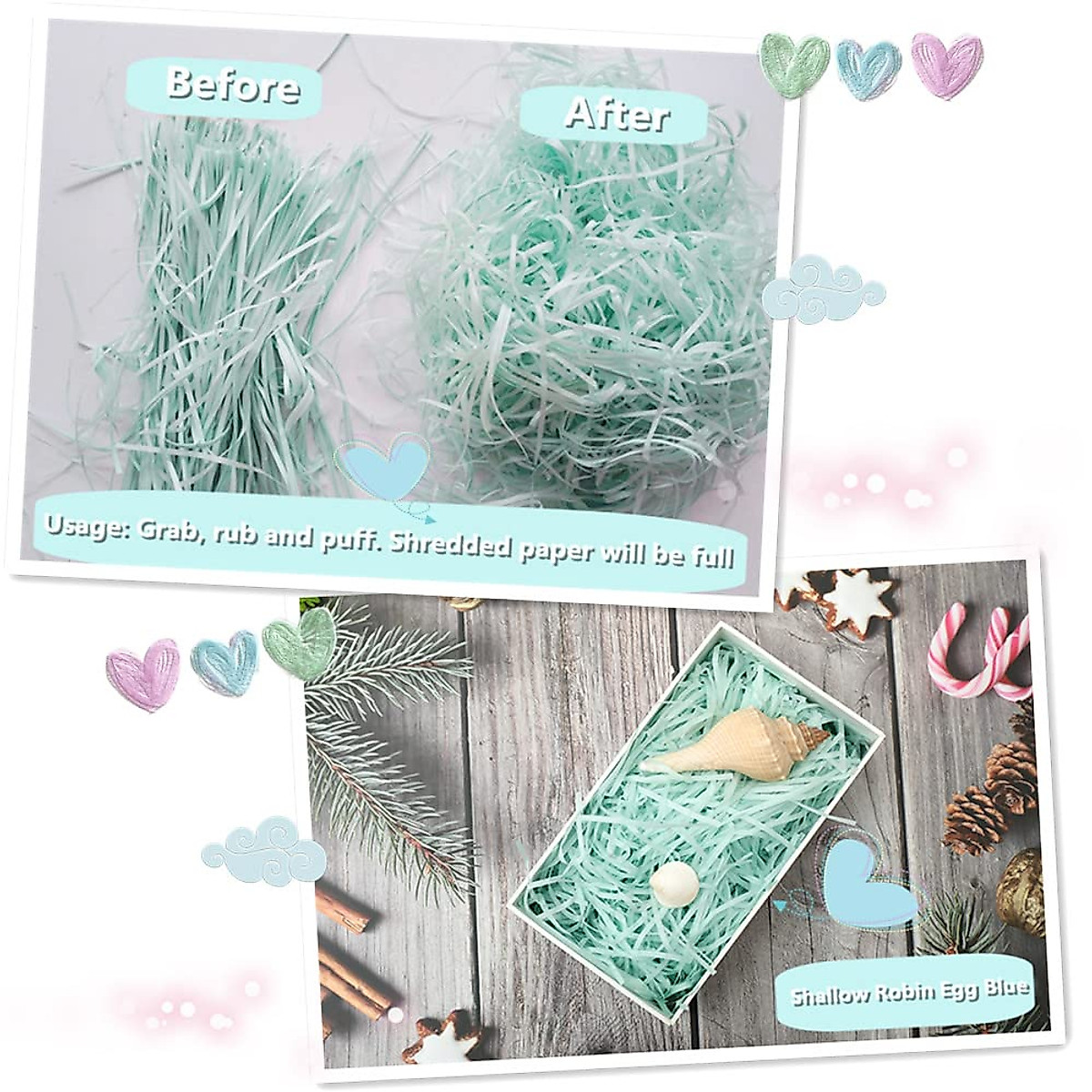 ZHODR Cut Paper Shred Filler for Gift Boxes,8 oz (1/2 lb) Easter Basket Filler, Filler for Wrapping Gifts, Crafting Activities, Display Merchandise, Weight and Many Color Options(Ivory White)