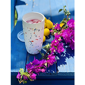 W&P Porter Insulated Tumbler 20 oz | No Metallic Aftertaste Ceramic Coated for Water, Coffee, & Tea | Wide Mouth Vacuum Insulated | Dishwasher Safe, Cream Terrazzo