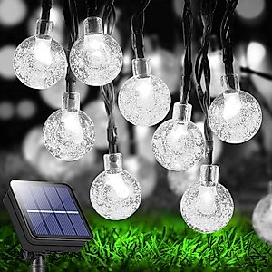 Cohoya Solar String Lights 25.6ft 30 Mini Globe Crystal Balls Waterproof Fairy Lights 8 Modes Outdoor Lights Solar Powered String Light for Christmas Garden Yard Home Party Wedding Decoration