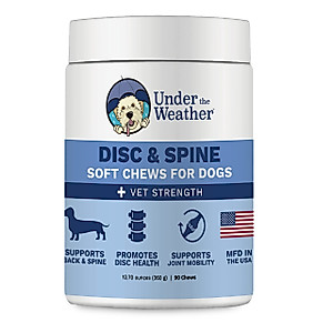 Under The Weather Pet Disc & Spine Health Chews for Dog | Vet Formulated Dog Chews Spinal Disc Support Supplement | Great for Dachshunds & Long Back Breeds with IVDD, Back & Joint Arthritis