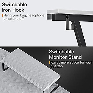 Casaottima L Shaped Desk Gaming Desk Home Office Desk Computer Desk with Round Corner, Large Monitor Stand